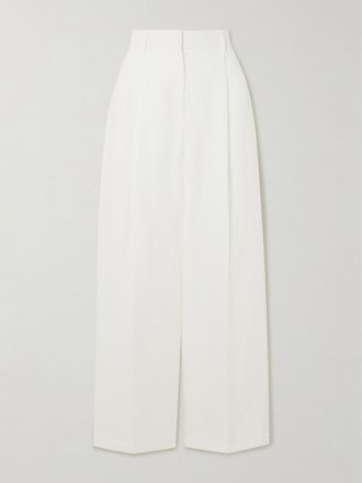 Tod's Hose Mit Weitem Bein Aus Leinen Mit Falten - Weiß