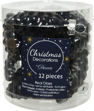 Kaemingk Christbaumschmuck Zapfen Glas 6cm x 12 Stück Weihnachtskugeln Christbaumkugeln Schwarz