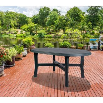 Dmora Dmora Table ovale modulable, Made in Italy, 165 x 110 x 72 cm, Couleur verte