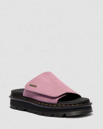Dr. Martens Su&egrave;de Zebzag Wildleder Plateau Slides in Rosa, Gr&ouml;&szlig;e: 36