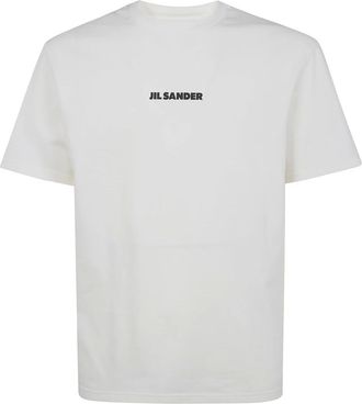 Jil Sander Homme, Tops, Blanc, Taille: XL T-shirt ras du cou &agrave; manches courtes avec logo