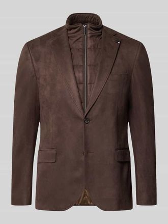 Bugatti Regular Fit Sakko aus elastischem Material-Mix mit Label-Detail