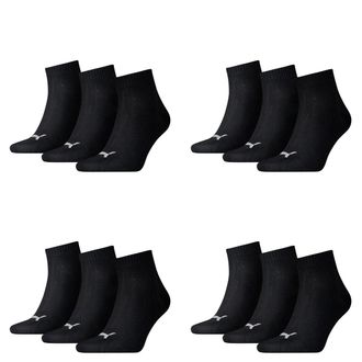 Puma 12 Paar Unisex Quarter Socken Sneaker Gr. 35-49 für Damen Herren Füßlinge, Farbe:200 - Black, Socken & Strümpfe:39-42