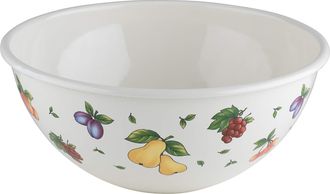 Riess 0465-068, Obst- und Salatschüssel 26 4,00 L, COUNTRY - FRUIT GARDEN, Durchmesser 26 cm, Höhe 12 cm, Inhalt 4,00 Liter, Emaille, weiß mit Fruchtdekor, 