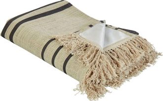 Beliani Beliani - Picknickdecke Beige u. Schwarz 200 x 200 cm mit Isolierung Wasserdicht Fransen Muster Boho Stil Modernes Design