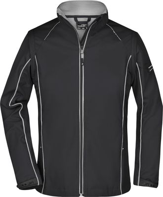 James & Nicholson Damen Softshelljacke mit abzippbaren &Auml;rmeln - Taillierte Funktionsjacke mit TPU-Membran | Farbe: black/silver | Gr&ouml;sse: L