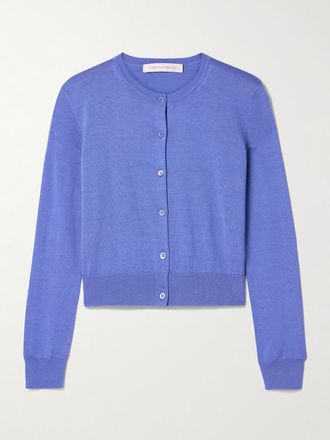 Carolina Herrera Cardigan En Soie Et Coton M&eacute;lang&eacute;s - Bleu