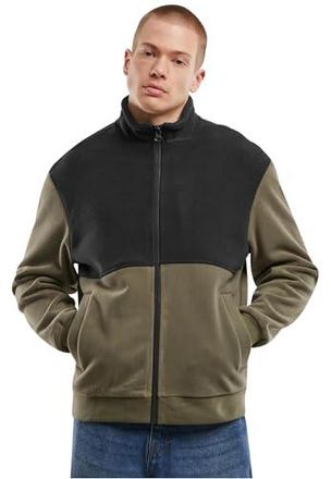 Urban Classics Tb7016-colour Block Polar Fleece Jacket Vestes l&eacute;g&egrave;res, Noir/Vert Olive, XL Hommes