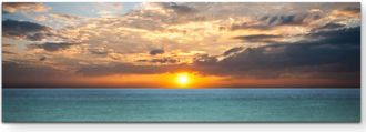 Paul Sinus Art Leinwandbilder | Bilder Leinwand 150x50cm Sonnenuntergang am weißen Sandstrand