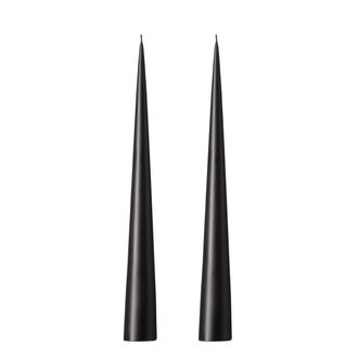 Ester & Erik Cone Candles I Box I 37cm I 2pcs. |75 raw Black