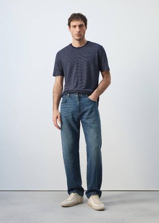 Mango T-shirt lin slim-fit rayures bleu encre - Homme - XXL - MANGO MAN