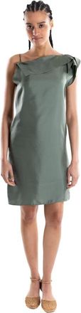 Marella Femme, Robes, Vert, Taille: 36 FR Robe en serg&eacute; de soie avec encolure asym&eacute;trique