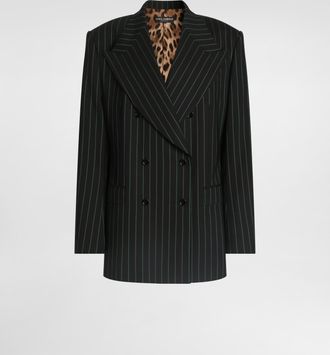 Dolce & Gabbana Doppelreihige Jacke Aus Nadelstreifenwolle - Frau Blazer Mehrfarbig 36