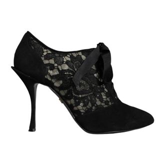 Dolce & Gabbana Schwarze Schn&uuml;r-Stretch-Abs&auml;tze - - Shoes - Damen - Schwarzk - 37 1/2 EU