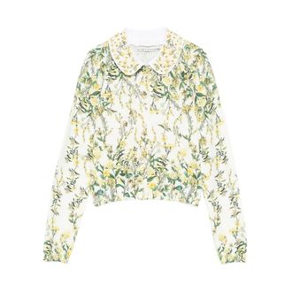 Alice & Olivia Femme, Blouses et Chemises, Blanc, Taille: 42 FR Willa Chemise Boutonn&eacute;e en Soie