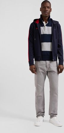 Eden Park Sweatshirt &Agrave; Capuche Zipp&eacute; Xv De France En Coton M&eacute;lang&eacute; Bleu Marine Coupe Regular