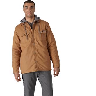Dickies Herren, Hemdjacke mit Fleecekapuze, legere Passform, BROWN DUCK, XL