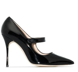 Manolo Blahnik Black Patent Campari Mary Jane Heels Size 40
