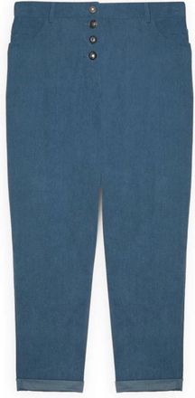 Fiorella Rubino Femme, Pantalons, Bleu, Taille: 44 FR Pantalon Barrel en Velours Côtelé