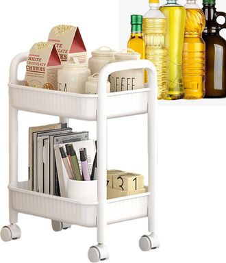 Generic Anti-Rutsch-Zwei-Etagen-Wagen - Rollender Trolley Ergonomischer Nutzwagen f&uuml;r, PP wasserdichter Lagerwagen mit starker Tragf&auml;higkeit, Schnelltrocknend