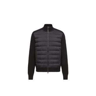 Moncler Moncler Wool & Cashmere Blend Padded Zip-up Cardigan, Men, Black, Size: 3xl