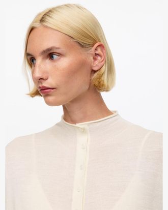 Arket Strickjacke Mit Stehkragen Aus Wollmischung -Wei&szlig;