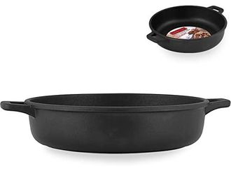 hOme Home Granchef Bratpfanne, Antihaftbeschichtung mit 2 Griffen, Rund, Pressguss- Aluminium, Schwarz, 36 cm