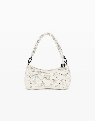 Desigual Kleine Tasche in Wei&szlig; mit geflochtener Struktur und Schriftz&uuml;gen-Neutral