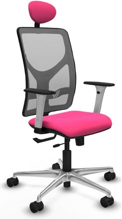 Piqueras y Crespo Computerstuhl Rosa mit wei&szlig;en und schwarzen Armlehnen, h&ouml;henverstellbarer Lendenwirbelst&uuml;tze und festem Kopfteil, ausgestattet mit Syncro/Traslack. Gr