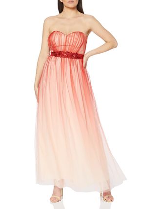 Little Mistress Damen Carissa Floral Belt Maxi Dress cocktailkleid, Orange (Grapefruit 001), 36 (Herstellergröße: 10)