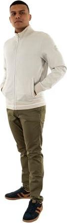 Kaporal Sweat Zipp&eacute;, pour Homme, 62% Polyester - 35% Viscose - 3% Elasthanne, Coupe Regular, Col Montant, Couleur Craie, Taille XL