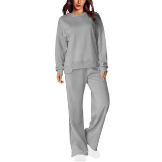 Generic Surv&ecirc;tement de sport pour femme - 2 pi&egrave;ces - Confortable - Sweat et pantalon - Tenue dentra&icirc;nement d&eacute;contract&eacute;e - Manches longues - Avec poches - Comb