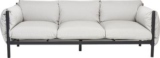 Beliani Gartensofa 3-Sitzer mit niedriger Lehne Aluminium schwarz Polster grau Esperia