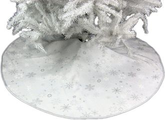 Hossner Baumdecke Weihnachten Sterne Silber Christbaumdecke Wende - Weihnachtsbaumdecke Baumschürze Schutzdecke (150 cm)