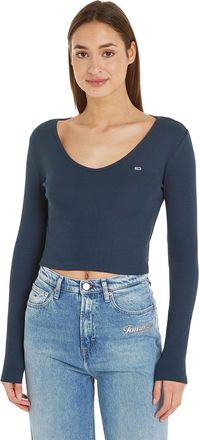 Tommy Jeans Damen Langarmshirt Essential Basic, Blau (Twilight Navy), XL