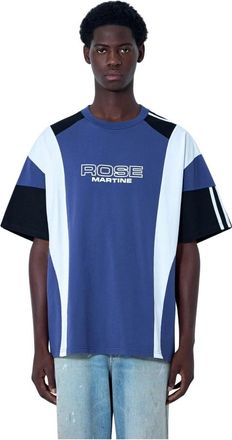 Martine Rose Homme, Tops, Bleu, Taille: XS Graphic Panel T-Shirt