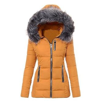 Generic Doudoune Femme Mi-Longue Blouson Mi-Longue Parka Femme Manteau D&eacute;contract&eacute;e avec Capuche Doudoune R&eacute;sistant Classique Veste Matelass&eacute;e pour Le Camping
