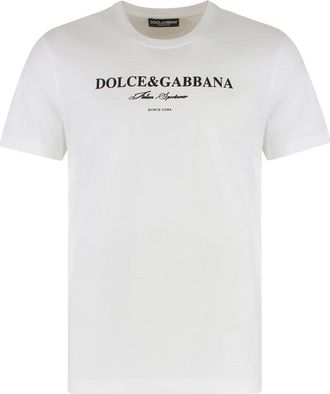 Dolce & Gabbana Baumwoll-T-Shirt mit Rundhalsausschnitt - - Tops - Herren - Wei&szlig; - XL