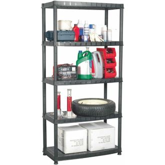 Les Tendances Étagère de rangement à 5 niveaux Noir 91,5x45,7x185 Plastique