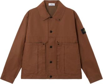 Stone Island Homme, Vestes, Brun, Taille: L Veste &agrave; Patchs Boutonn&eacute;s