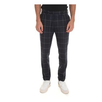 Berwich Karierte Chino-Hose mit Schneiderei-Details - - Trousers - Herren - Blau - XL