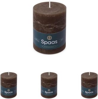 Spaas Rustik-Stumpenkerze Kerze, 80/110 mm, 65h, dunkelbraun (Packung mit 4)