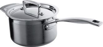 LE CREUSET Le Creuset Stielkasserolle mit Deckel aus 3-ply Edelstahl, &Oslash; 16 cm, F&uuml;r alle Herdarten inkl. Induktion geeignet, Silber, 96200916001000
