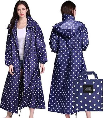 LAMA Interiør Imperméable long à manches longues avec capuche pour femme - Imperméable, réutilisable, pliable - pour le cyclisme, la moto, léquitation, la randonnée