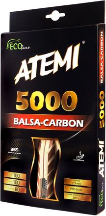 Atemi Tischtennisschläger 5000 (Karbon/Balsa-Holz), professioneller Tischtennisschläger für maximale Geschwindigkeit, Rotation und Kontrolle