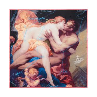 Vivienne Westwood Femme, Accessoires, Multicolore, Taille: ONE Size Foulard Carr&eacute; en Soie avec Logo Corail Rouge