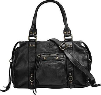Samantha Look Sac shopping Damen echt Leder | Made in Italy, Sac à bandoulière vintage, sac de transport avec fermeture éclair, grand sac à anses en cuir 021061