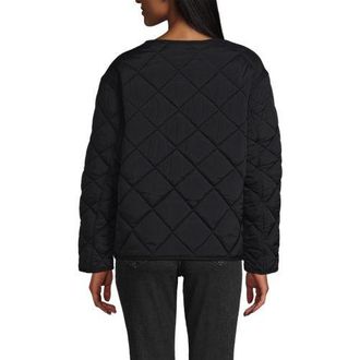 Lands End Kragenlose FeatherFree Steppjacke, Damen, Gr&ouml;&szlig;e:44-46 regular, Schwarz, by Lands End