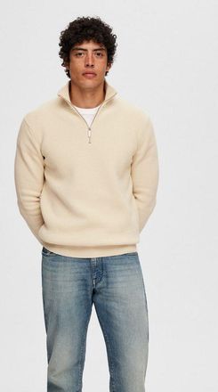 Selected Troyer SLHDANE LS KNIT STRUCTURE HALF ZIP NOOS Baumwolle, regular fit