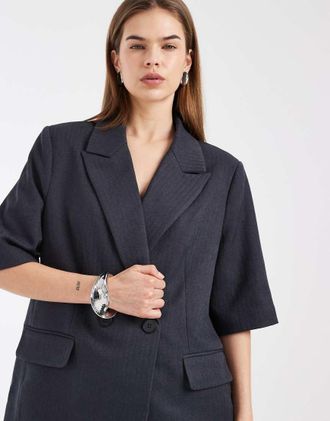 Vero Moda Blazer densemble oversize &agrave; manches courtes - Gris fonc&eacute; chin&eacute;